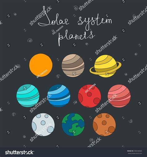 Doodle Icons Solar System Planets Vector Stock Vector 336536966