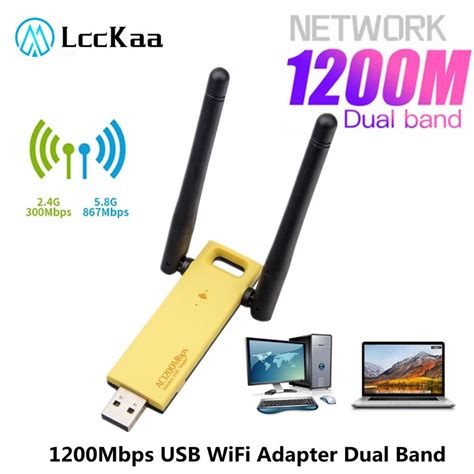 Lcckaa Mbps Usb Adaptador Wi Fi Banda Dupla Ghz Ghz Ac Rtl Antena Dongle