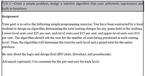 Solved Tco 2 Given A Simple Problem Design A Solution