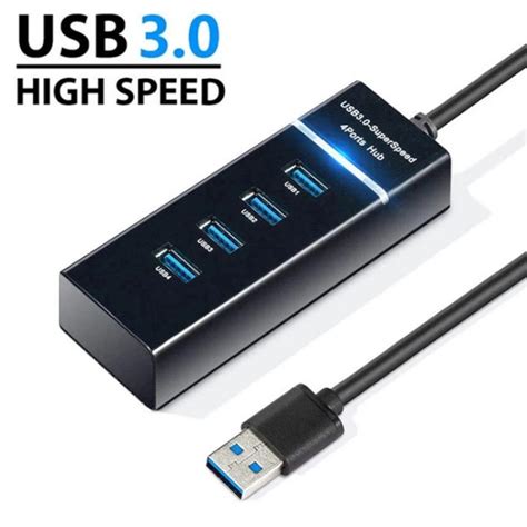 High Speed HUB 4 Port USB 3 0 Multi Splitter Expansion 4Ports HUBs LED Indicator Portable USB