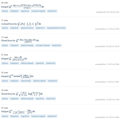 Cleo Integrals In The Math StackExchange