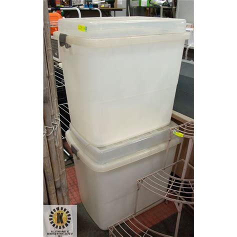 Lot Of 2 Rolling Storage Totes With Snap Locking
