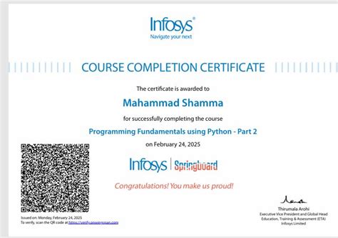Python Programming Infosysspringboard Learning Certification