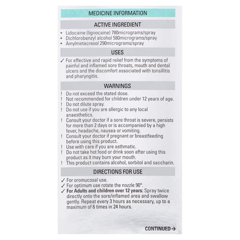 Strepsils Anaesthetic Numbing Spray Sore Throat Relief