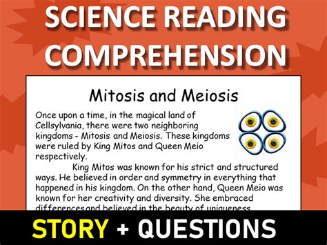 Mitosis And Meiosis Reading Science Story Comprehension Questions