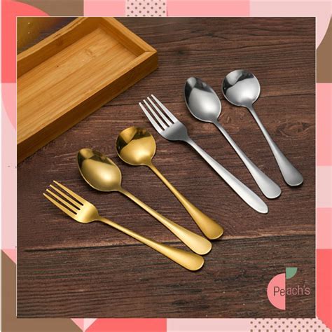 Jual PEACHs H5810 Sendok Garpu Stainless Korean Korean Spoon Fork