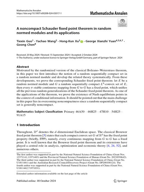 Yuan Etal A Noncompact Schauder Fixed Point Theorem In Rm Spaces Oct18yr2024 Math Ann Pdf