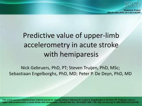 Ppt Predictive Value Of Upper Limb Accelerometry In Acute Stroke With Hemiparesis Powerpoint