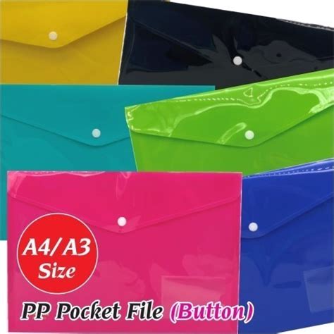 Pp Pocket File With Button A4 And A3 Button Pocket File Poket