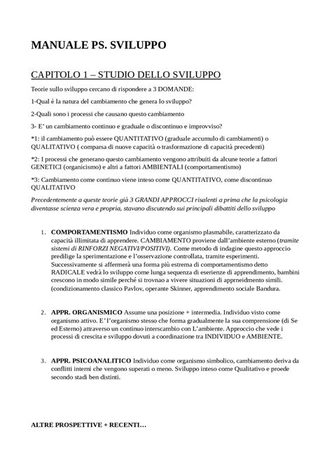 Manuale Di Psicologia Dello Sviluppo Docsity