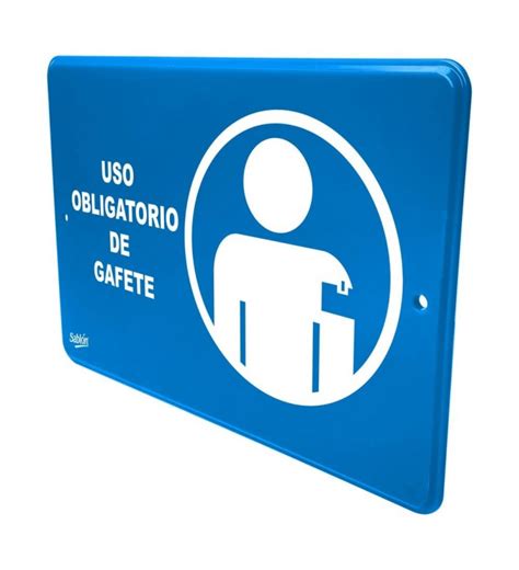 SeÑal Gafete Obligatorio 228x152 Azul Impreso Blanco 7822
