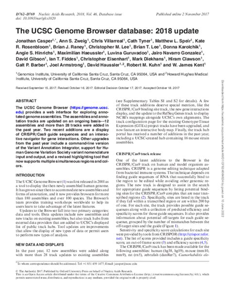 Pdf The Ucsc Genome Browser Database 2018 Update