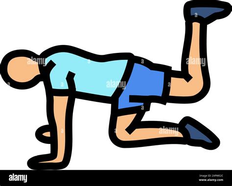 Donkey Kicks Fitness Exercise Leg Color Icon Vector Illustration Stock