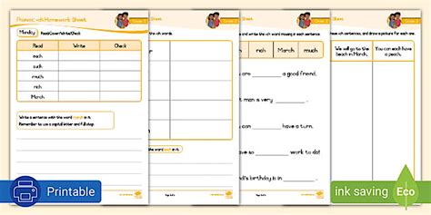 Grade 2 Phonics Ch Homework Sheet Teacher Made Twinkl