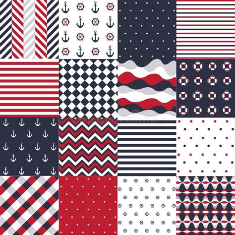 Seamless Pattern With Nautical Elements Stock Vector Illustration Of