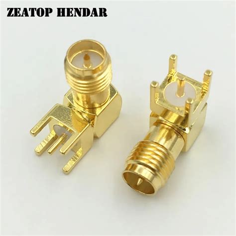 1000Pcs Brass RP SMA Female Right Angle Jack Male Pin 4 Leg PCB Mount