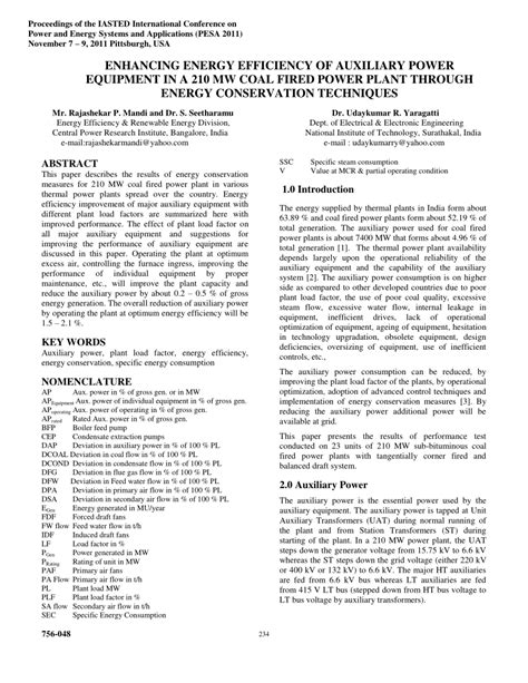 Pdf Enhancing Energy Efficiency Of Auxiliary Power Equipment In A 210