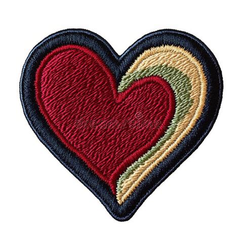 Embroidered Heart Patch Isolated On White Background Patch Design Heart Embroidery Stock