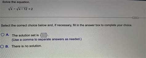 Solved Solve The Equation Xx Select The Correct Chegg