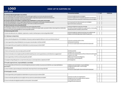 Check List Auditoria Interna Iso 90012015 E Iatf 169492016 Images