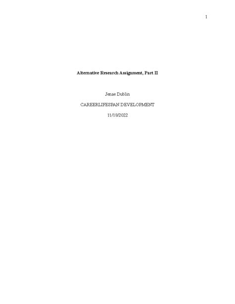 Alternative Research Assignment Part Ii Alternative Research