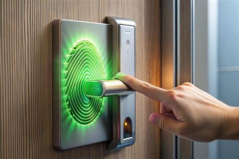 A Digital Illustration Of A Fingerprint Sensor On A Door Lock Premium Ai Generated Image