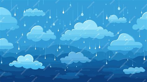 Rainy Cloud Sky Silhouette Cartoon Vector Illustration Premium Ai