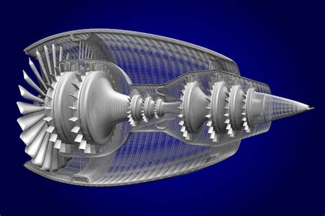 Premium Photo Cross Section Of Jet Engine Isolated On Blue Background