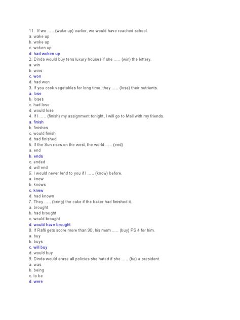 Latihan Conditional Sentences Pdf Art