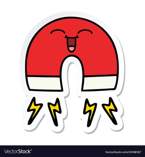 Sticker A Cute Cartoon Magnet Royalty Free Vector Image