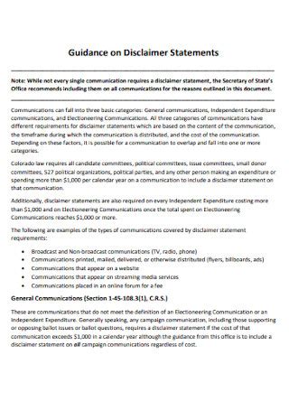 FREE Disclaimer Statement Samples To Download FREE Disclaimer Statement Samples To Download