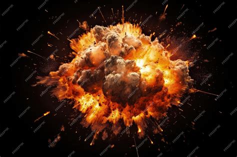 Premium Ai Image Explosive Detonation With Sparks On Black Background