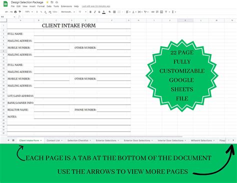 New Home Design Selection Sheets Google Sheets Customizable Template