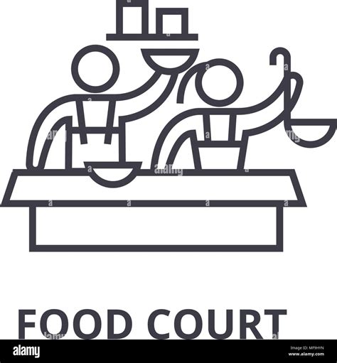 Food Court Thin Line Icon Sign Symbol Illustation Linear Concept Vector Stock Vector Image