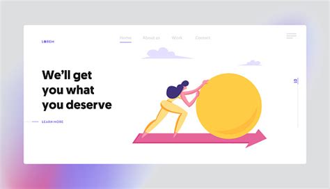 바닥에 빨간 화살표를 따라 거대한 원이나 공을 밀어 사업가 여성 리더 목표 달성 비즈니스 경쟁 도전 웹 사이트 방문 페이지 웹 페이지 만화 플랫 벡터 일러스트 배너 개념에