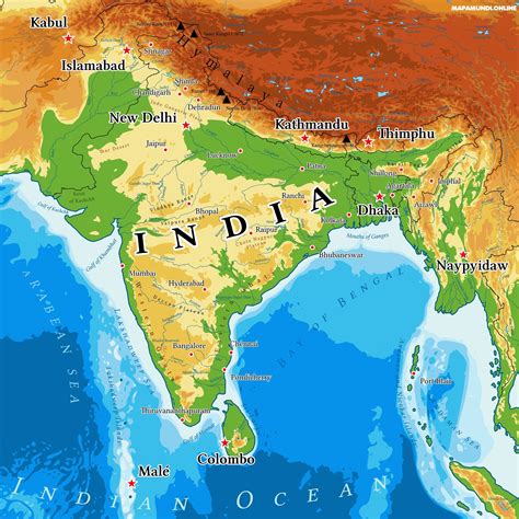 Carta Geografica Fisica India Cartina Politica Italia