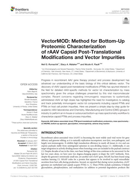 Pdf Vectormod Method For Bottom Up Proteomic Characterization Of