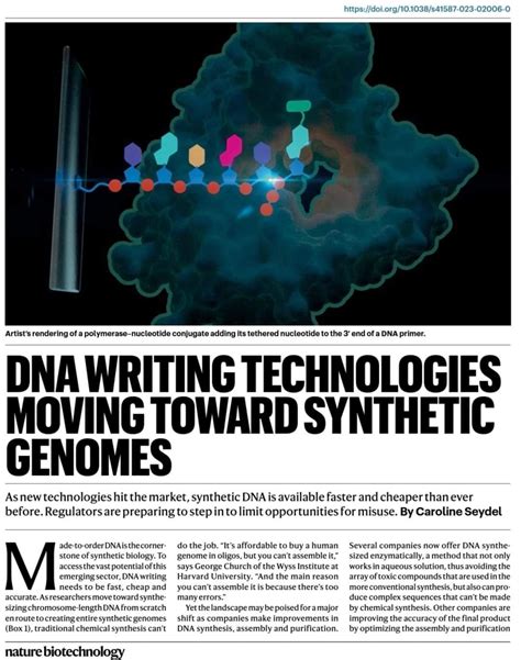 Hanaa Fayed On Linkedin Dna Writing Technologies Moving Toward Synthetic Genomes Pdf ‼️