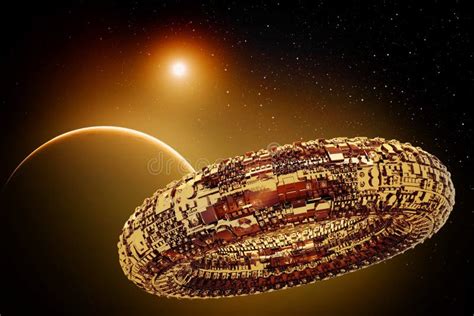Fictional Universe With Space Battle Ship Stock Illustration