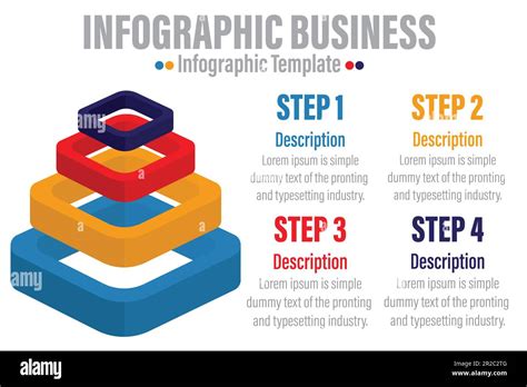 Business Process Infographic Template 3D Pyramid Cube Design With 4