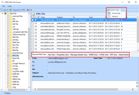 EML Multiple Preview Modes View EML Files In Explore Options