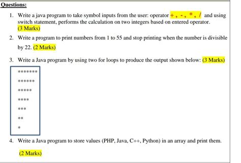 Solved Questions Write A Java Program To Take Symbol Chegg Com