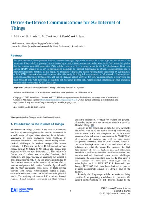 pdf device to device communications for 5g iot
