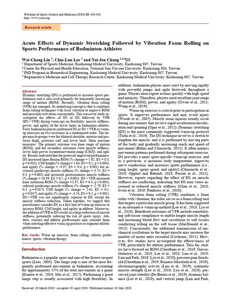 Acute Effects Of Dynamic Stretching Followed By Vibration Foam Rolling On Pdf