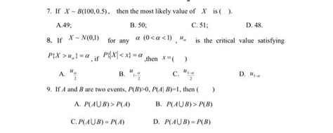 Solved 7 If X∼b10005 Then The Most Likely Value Of X