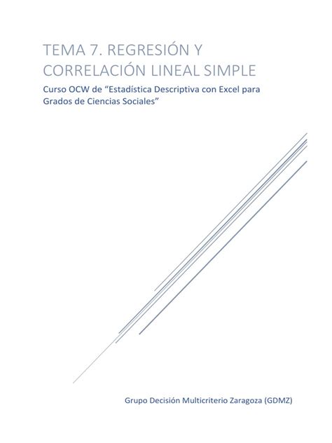 Tema 7 Correlación Y Regresión Lineal Simple 230602 194957 Pdf