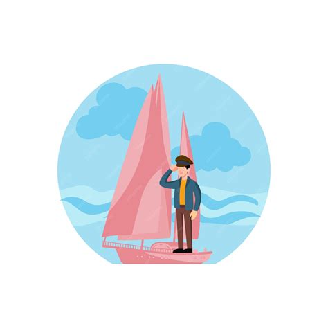 El Capitán Está En El Barco Vector Premium