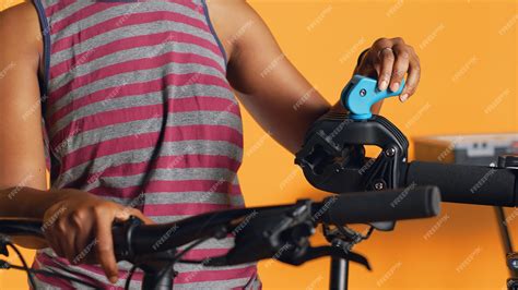 Free Photo Specialist Assembling Workstand To Do Bicycle Maintenance