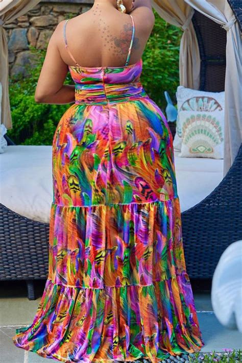 Wholesale Yellow Fashion Sexy Plus Size Print Hollowed Out Backless