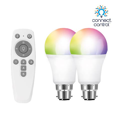 Aurora Bluetooth Smart Kit C W 2x 8w B22 Gls Dimmable Rgbcx Led Lamps